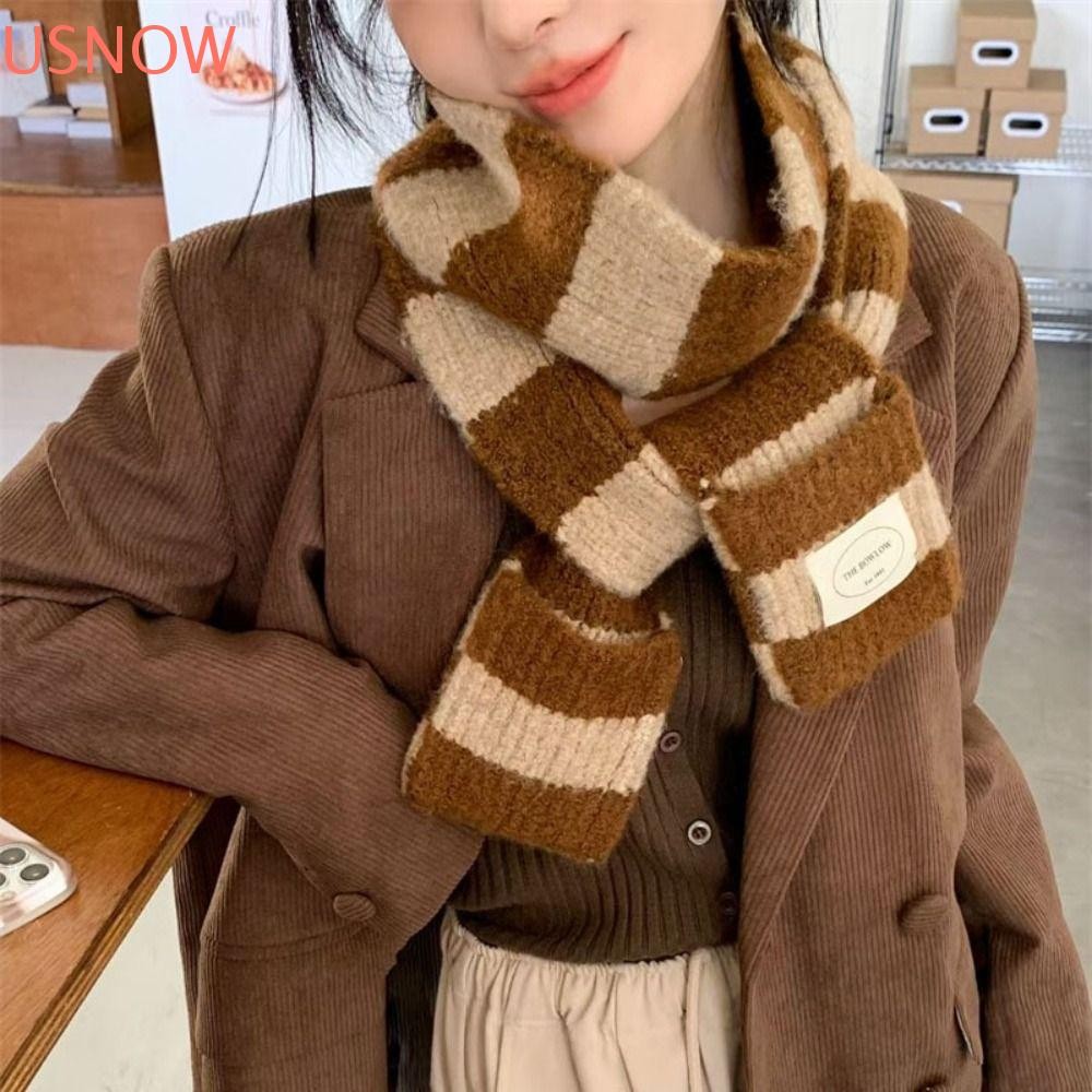 USNOW Y2K Striped Scarf, Korean Style Knitted Long Striped Scarves ...