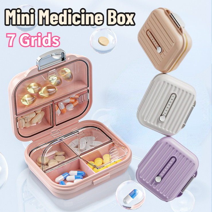Tablet Storage Box Portable Mini Pill Box 7 Grids Weekly Mini ...