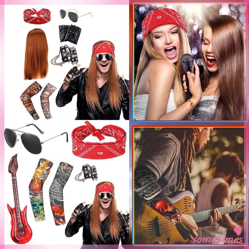 Time 80s Rocker Costumes Set Rock Heavy Metal Halloween Costume ...