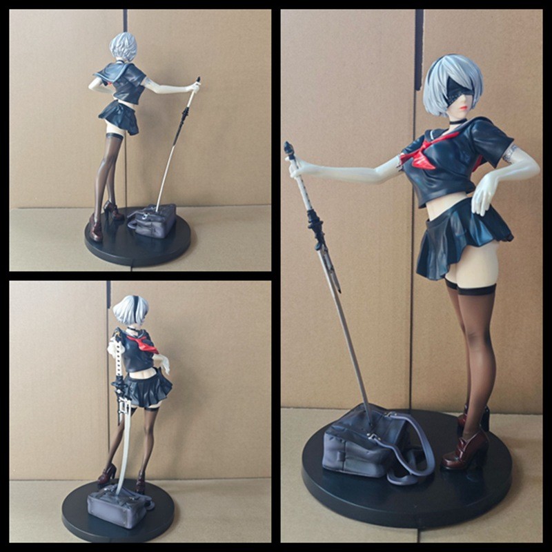 26CM NieR Automata YoRHa No.2 Type B 2B School Uniform Ver. PVC Figure ...
