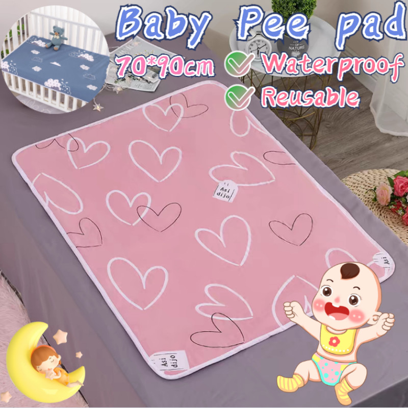 【COD】70*90cm Baby Diaper Changing Mat Reusable Waterproof Cartoon Urine ...