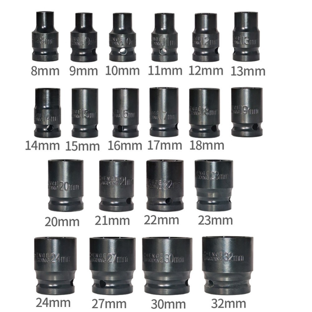 8-32mm Short Impact Wrench Socket Driver Head 6Point 1/2inch Adapter ...