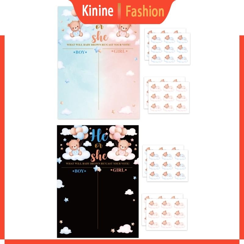 KIN Boy or Girl Gender Reveal Game Voting Poster Bear Stickers Gender ...