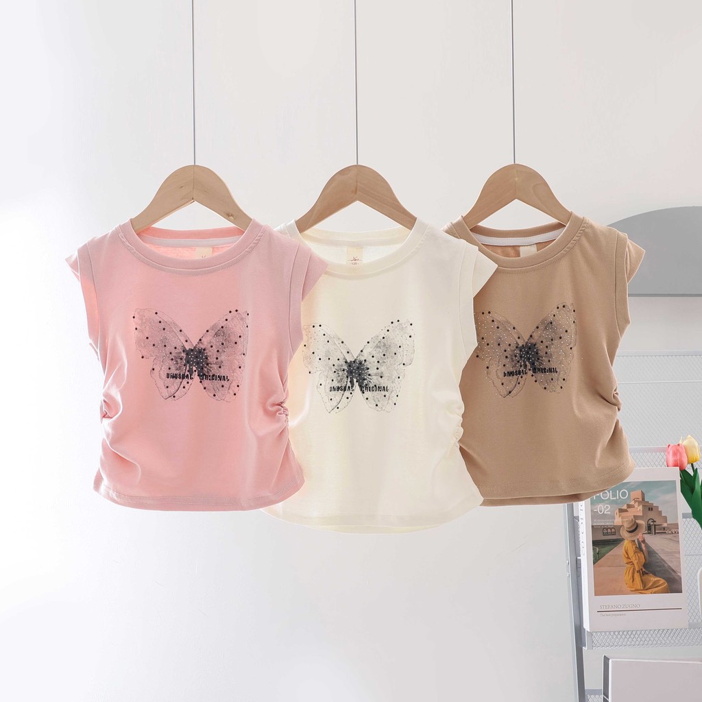 SUNKIDS butterfly sando clothes for girls cotton fabric | Shopee ...