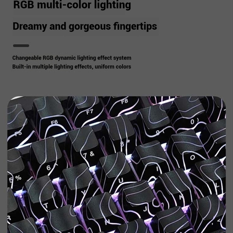 Zornher ZH870 Black Contour 2.0 Mechanical keyboard Wired Wireless ...