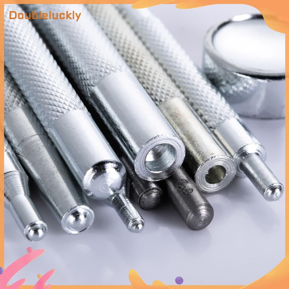 11pcs/set DIY Leather Tool Die Punch Hole Snap Rivet Fastener Button Setter Base Kit Leather ...