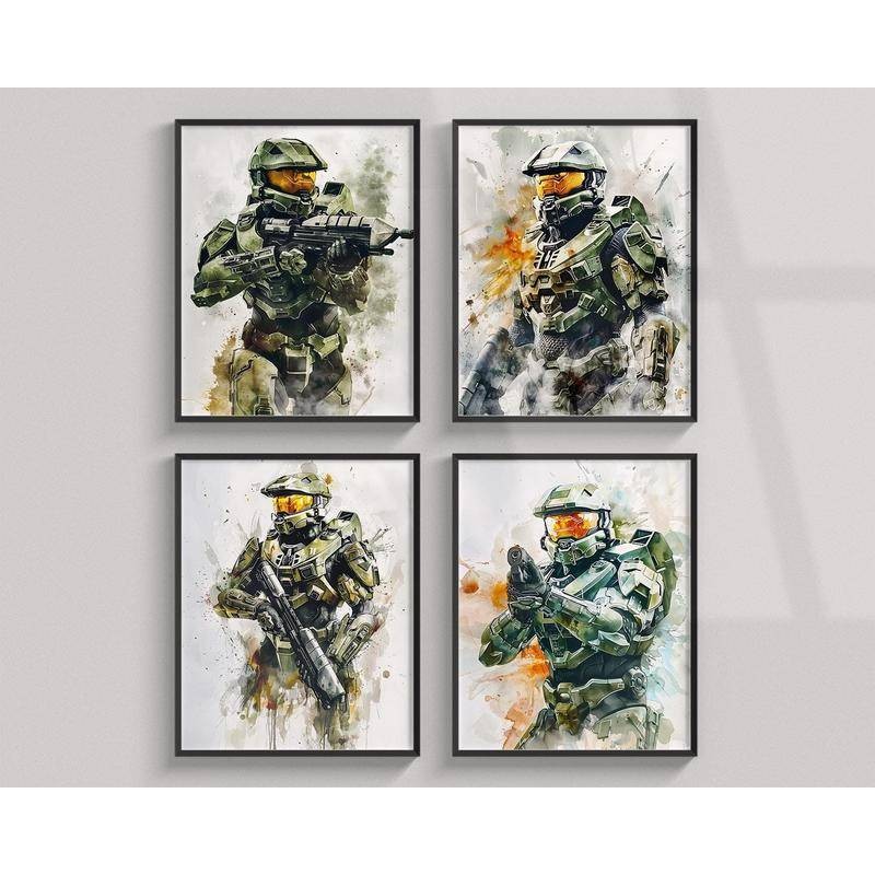 Halo Prints Video Game Poster Printable Mjolnir Wall Art Room Decor ...