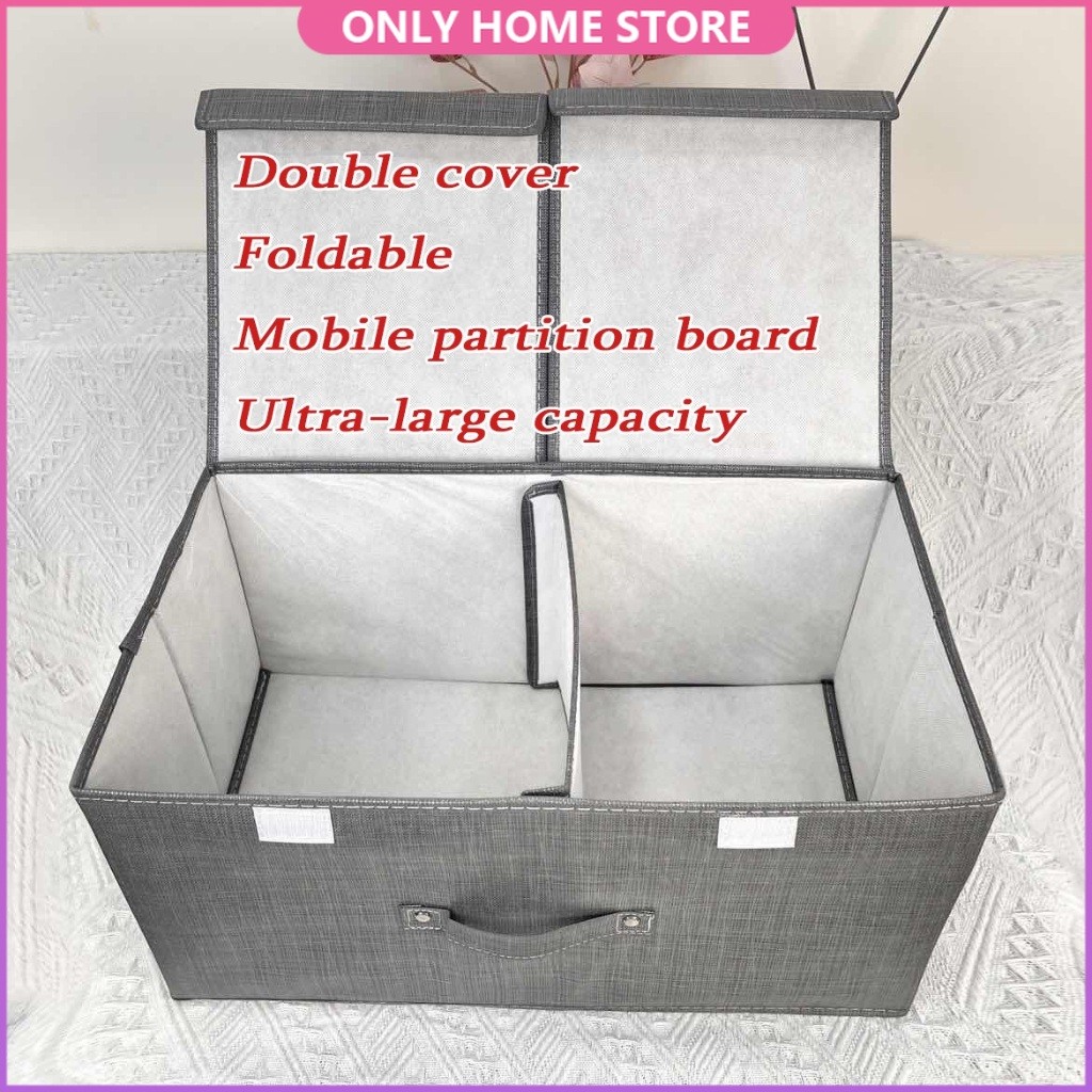 Extra Large Drawer Clothes Organizer Storage Box with Cover Collapsible ...