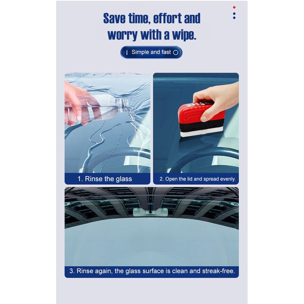 Auto Glass Cleaner Powerful Interior Glass Brush Oil Film Remover Stain ...