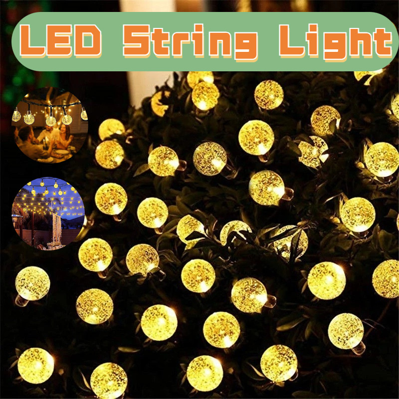 Solar Waterproof G40 LED String Light Outdoor Light USB Rechargeable ...