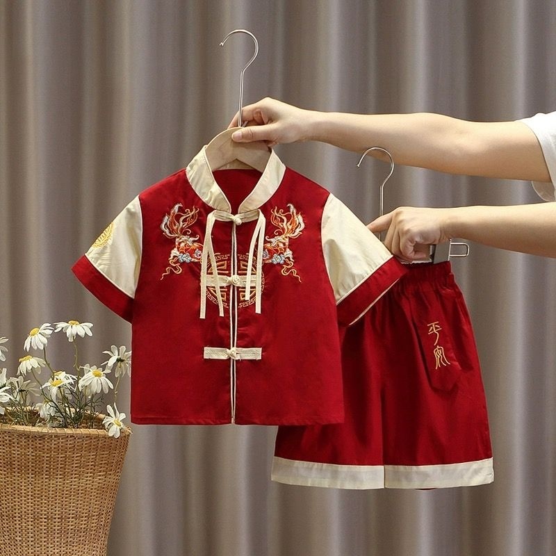 Kids Boys Chinese Traditional Wear Tang Suit New Year Gift Dragon Stage ...