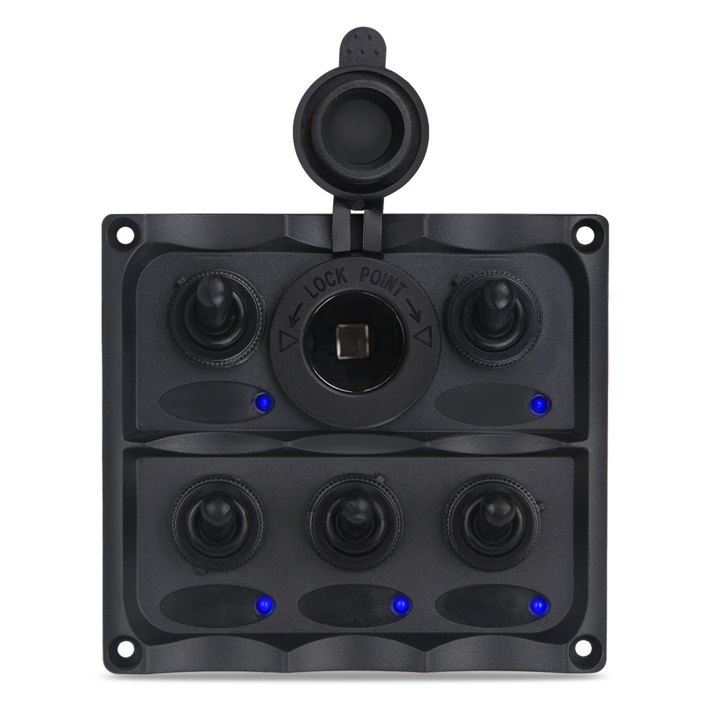 12V 24V Rocker Toggle Switches Panel With Cigarette Lighter Plug for ...