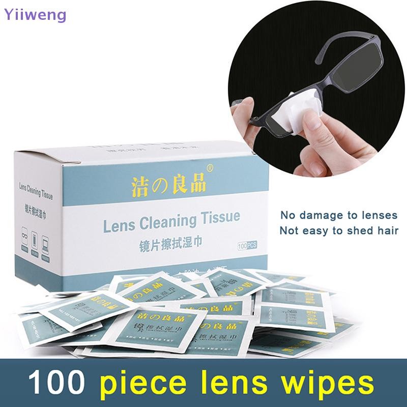 [yiiweng] 100 Pieces Disposable Lens Cleaning Paper Glasses Wet Towel ...
