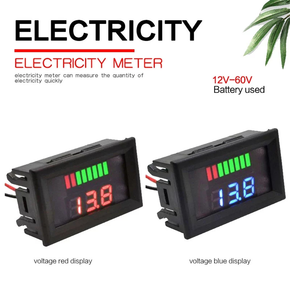 0.56 Inch Waterproof LCD Digital Voltmeter 12V 24V 60V 72V Battery ...