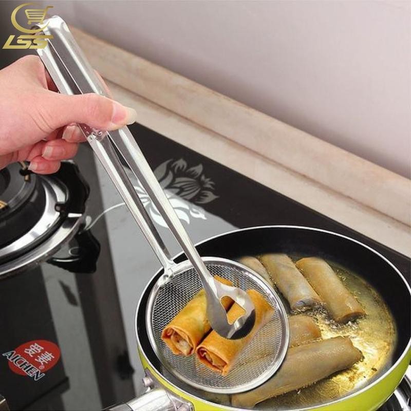 New Steel Food Clip Snack Fryer Strainer BBQ Buffet Serving Tongs Fried ...