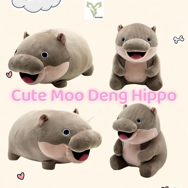 Kawaii Moo Deng Plush Toy Cute Bouncing Pig Plush Doll Fun Moo Deng ...