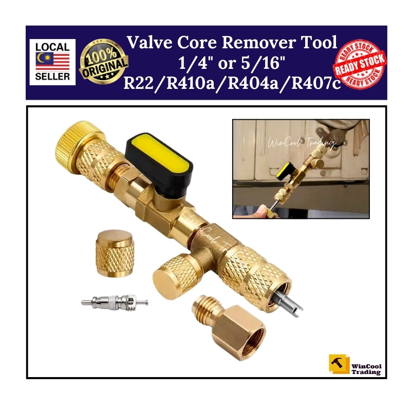 VALVE CORE REMOVER TOOL 1/4"or5/16" PORT/AIRCOND/DUAL SIZE/FOR R22/R410 ...
