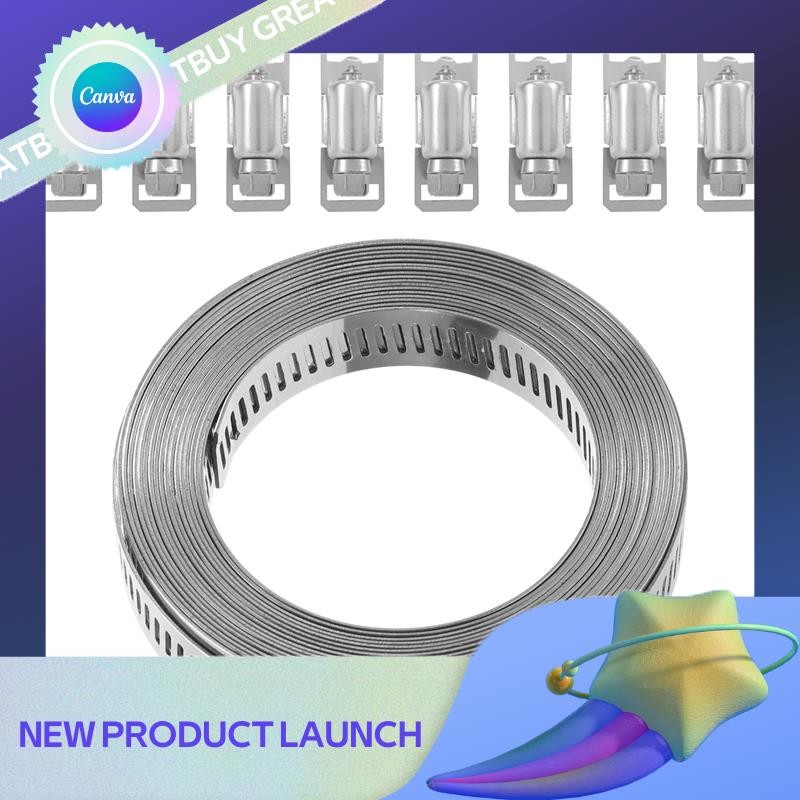 greatbuy 304 Stainless Steel Worm Clamp Hose Clamp Strap with Fasteners ...