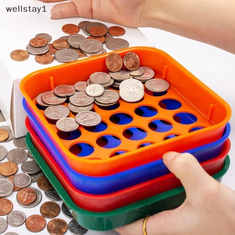[wellstay1] 1Set 4 Color-Coded Coin Sorting Trays, Colored Coin Sorter ...