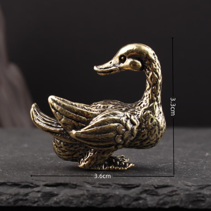 XOITR Vintage Howling Duck Ornament Solid Copper Figurines Feng Shui ...