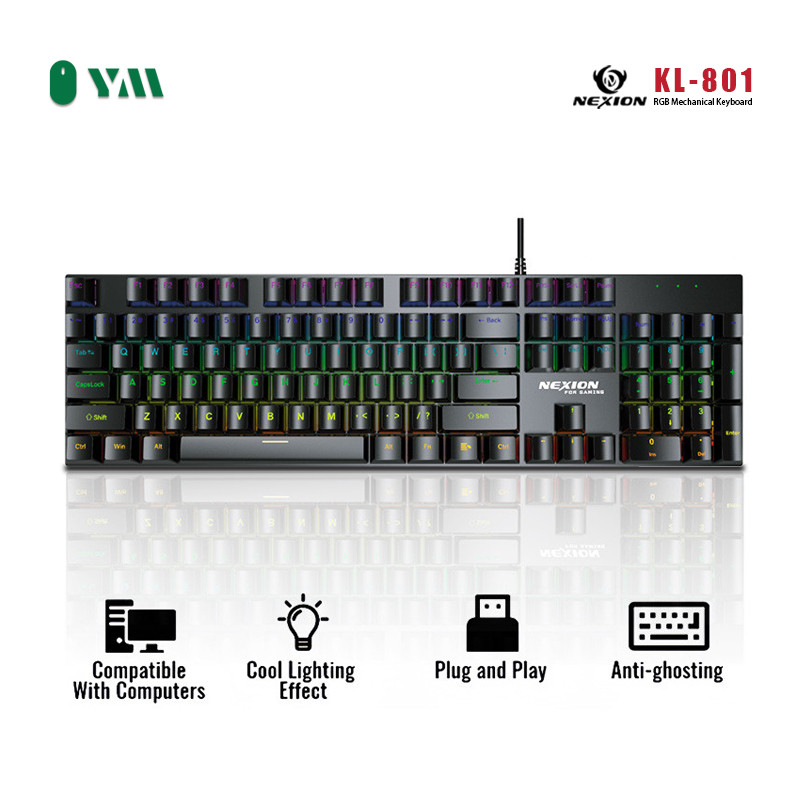 Nexion KL-801 Gaming Mechanical Keyboard RGB Backlight 104 Keys Wired ...