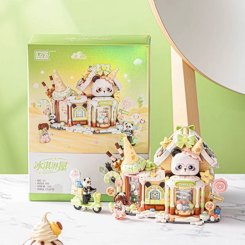 2025 New Products LOZ/Lizhi Building Blocks Mini Street View Panda Ice ...