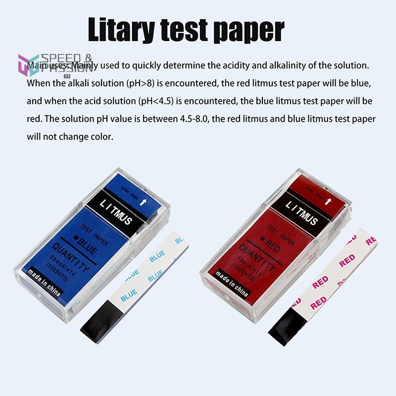 Speed 100 Strips/Box PH Test Strips Red/Blue Litmus Paper Acid Alkali ...