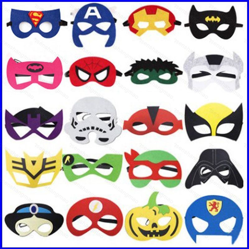PS1 Superman Princess Cartoon Makeup Party Felt Mask Spiderman iron Man ...