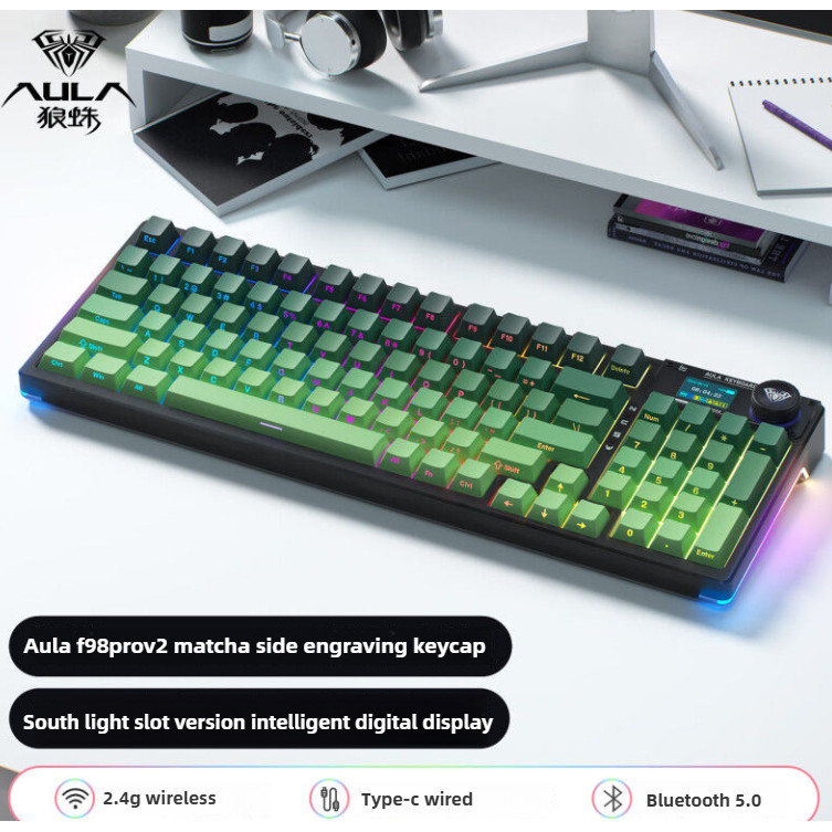 AULA F98 Pro Wireless Mechanical Keyboard with TFT Display Knob Numpad ...