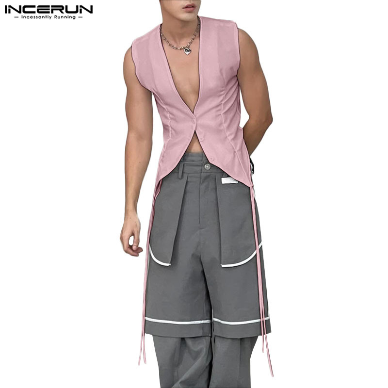 INCERUN Men's Clear Color Ribbon Vest | Shopee Philippines
