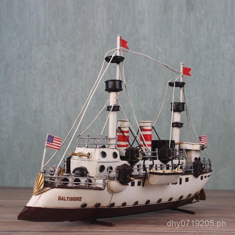 Vintage Metal Ocean Crafts Ship Model Display Case Model Nautical ...
