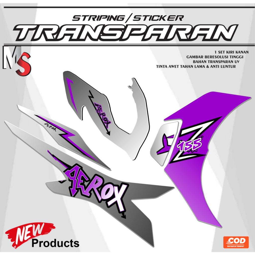TRANSPARENT STRIPING STICKER AEROX ALL NEW 155 NVX CONNECTION CUSTOM ...