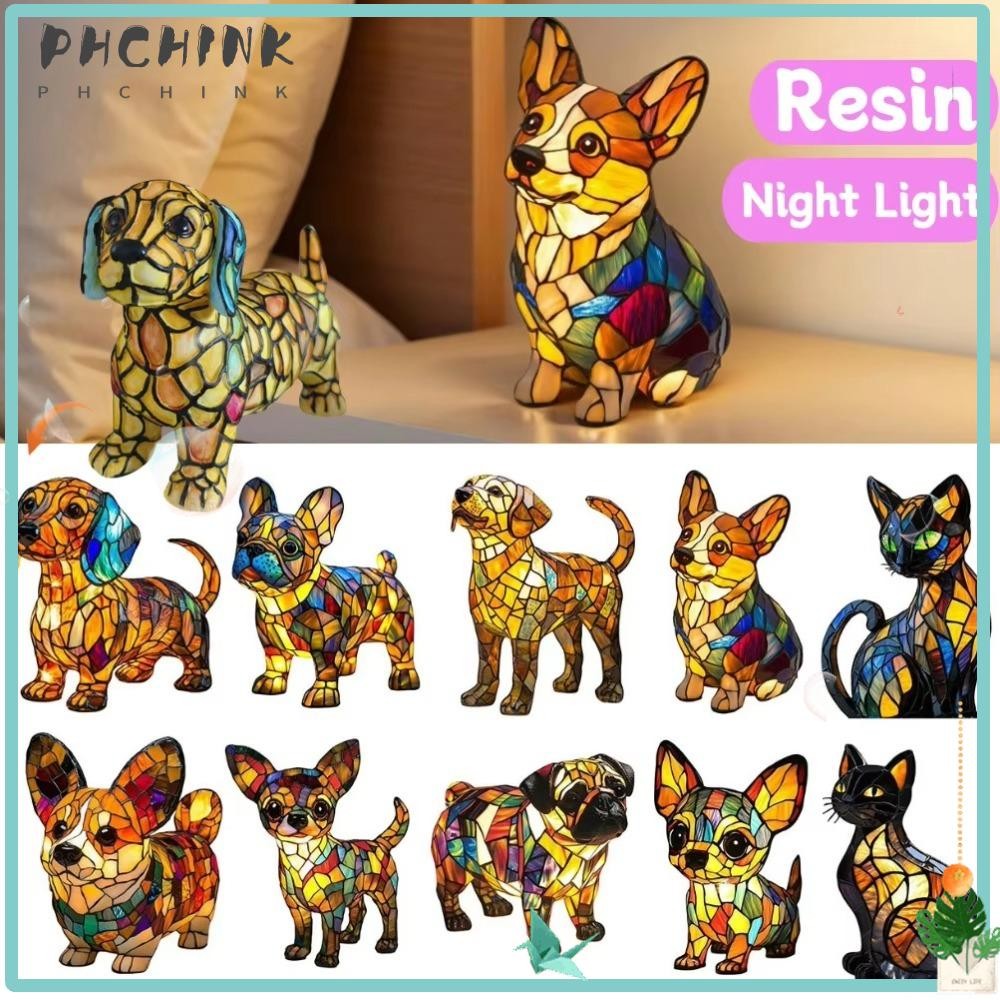 CHINK Dog Series Art Night Light, Resin Handmade Animal Night Light ...