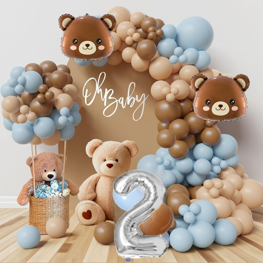 Teddy Bear Theme birthday decor set for boy or girl 1-7 th foil balloon ...
