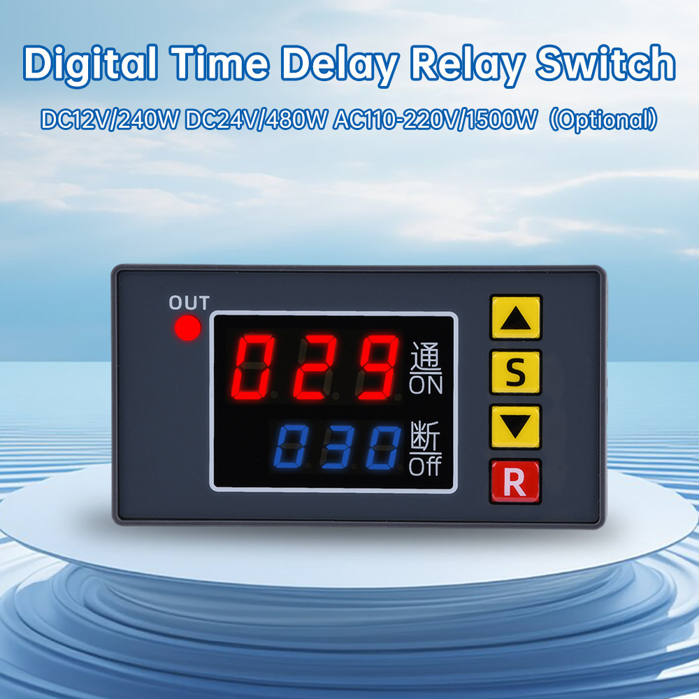 Occkic T3231 AC 110V 220V 12V Digital Time Delay Relay Dual LED Display Cycle Timer Control ...