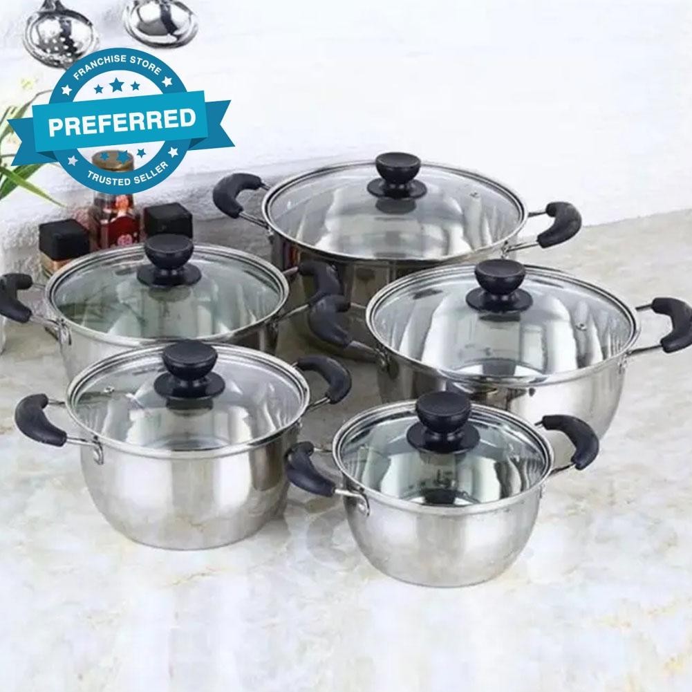 Kitchen Cookware Soup Saucepan Stainless Steel Steamer Boiling Lid Pan ...