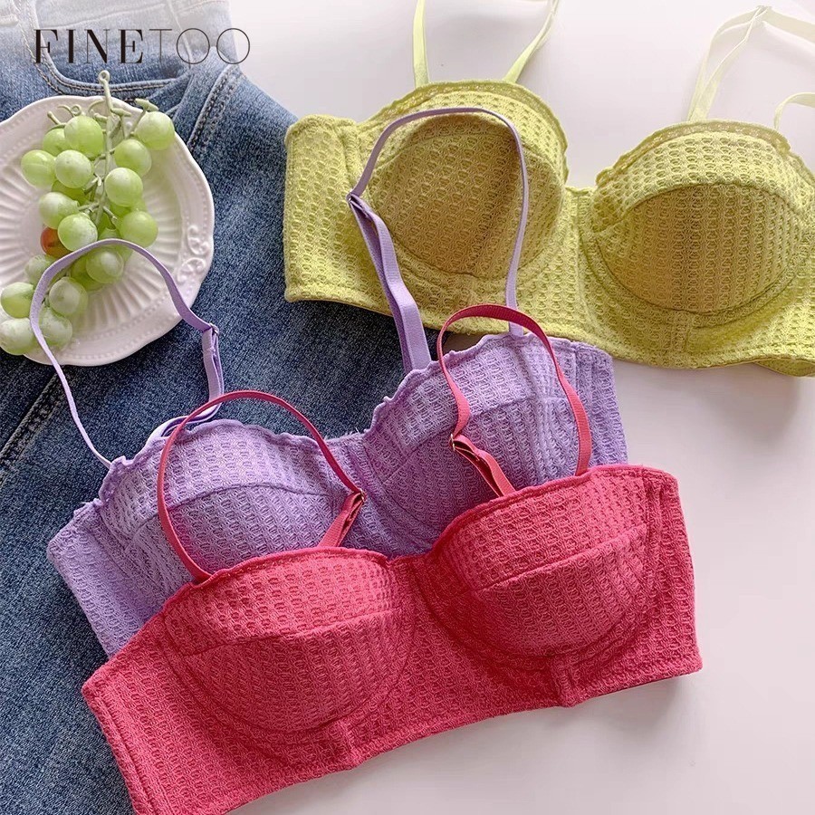 FINETOO 1/2 Cup Push Up Bras for Women Dopamine Color Sexy Lingerie ...