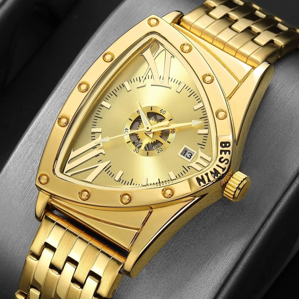 Triangle Watch Original Design Fashion Men's Watch Waterproof Gold ...