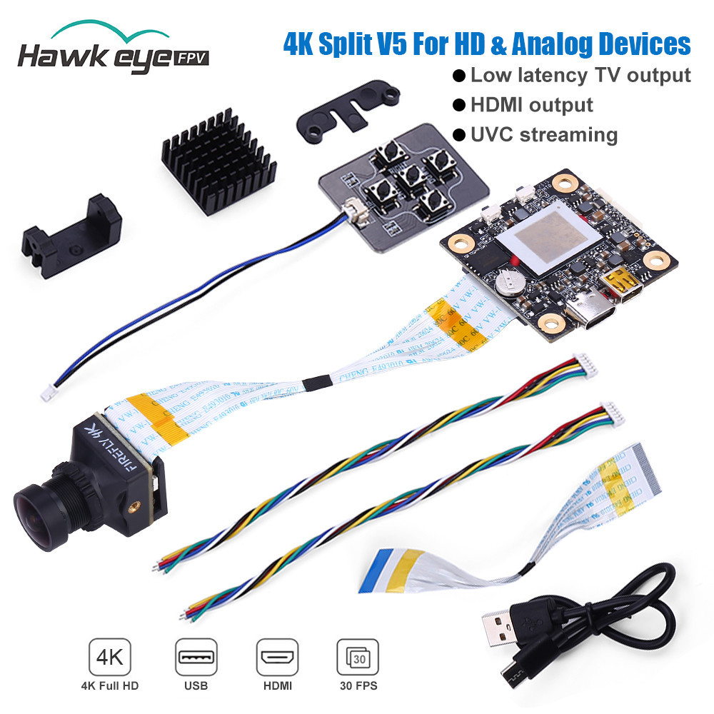 Hawkeye 4K FPV Camera Split V5 HDMI Output USB Video AV Camera EIS ...