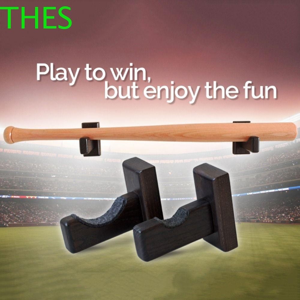THES Baseball Bat Display Case, Horizontal Rack Solid Wood Wall Mount ...