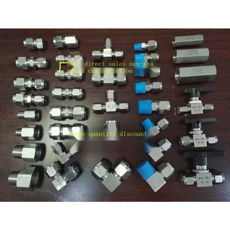 Stainless steel ferrule joint straight through elbow tee terminal 3 6 8 ...