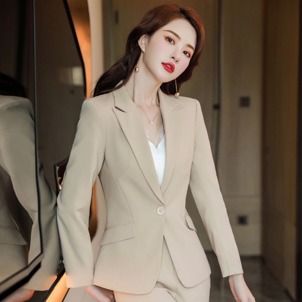 [Ready stock]Blazer for woman coordinates apricot long sleeve blazer ...