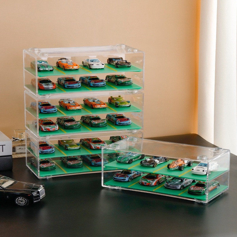Storage Box 1/64 Diecast car Double Layer with Car Space Stackable Car ...