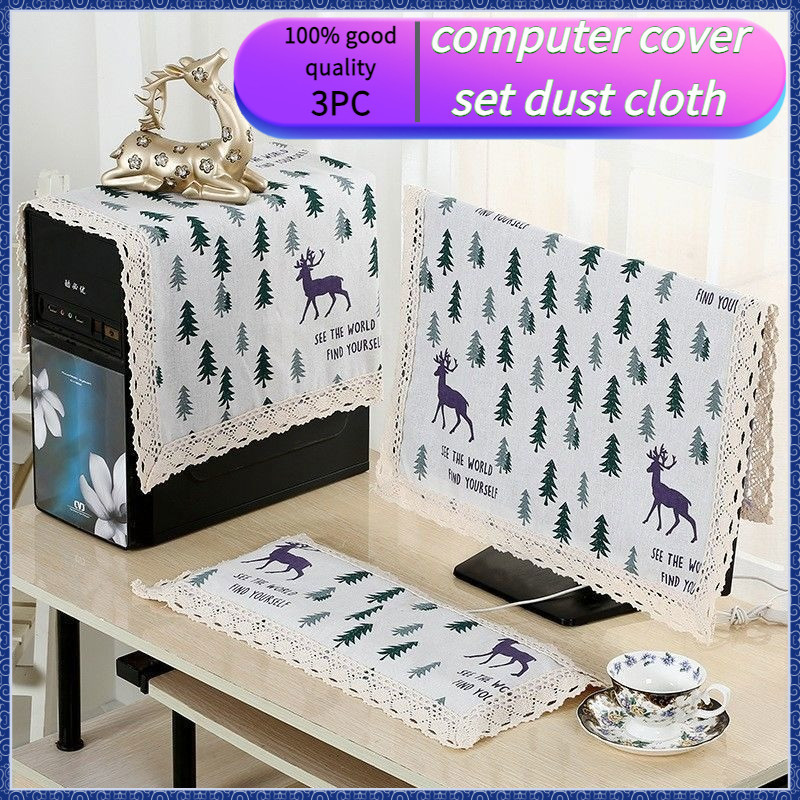 3PC computer cover set dust cloth Cotton and Linen Computer Cover ...