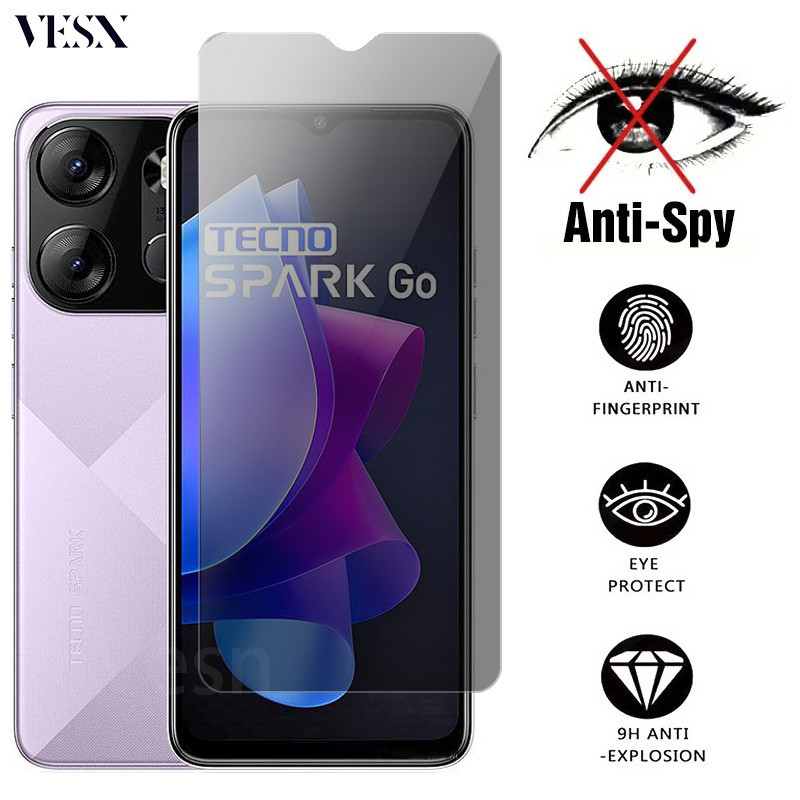 Anti-Spy Privacy Tempered Glass Screen Protector Film For Tecno Spark 20 20P 20C 10 Pro 10C Go ...