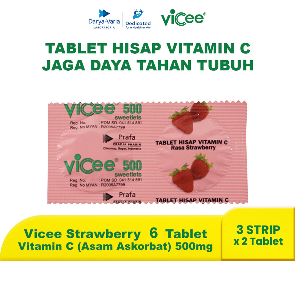 Vicee Strawberry Vitamin C Daily Supplement Suction Tablets (3,5, And 7 ...