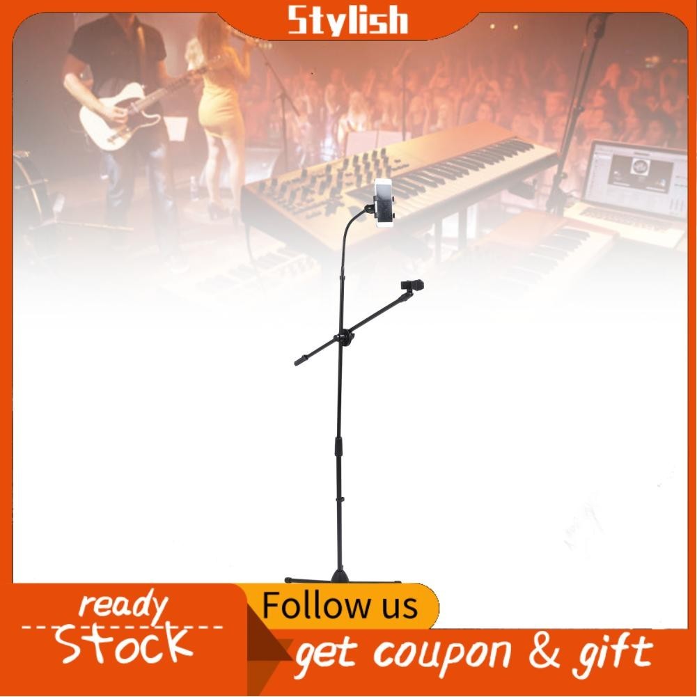 Stylish365 Floor Microphone Stand Metal Height Adjustable Portable Mic ...