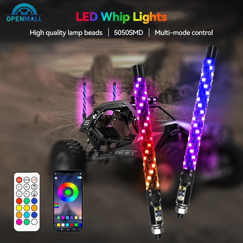OPENMALL 30cm/1ft Motorcycle Remote Control LED Whip Lights Colorful ...