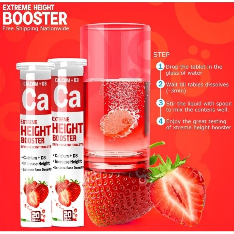 FDA Health Care Extreme Height Booster 20 Strawberry Flavored ...