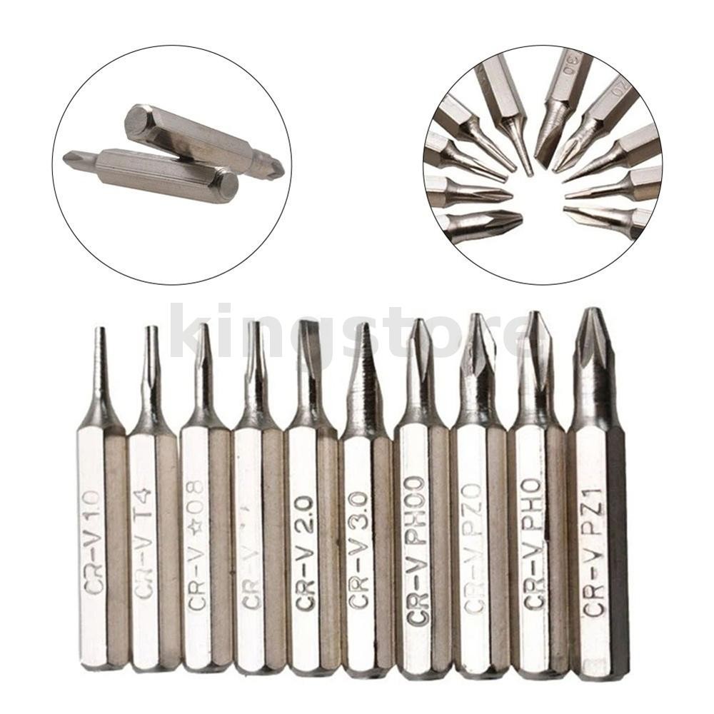Small Screwdriver Bits Set 4mm Shank 28mm Length Torx Slotted Cross ...